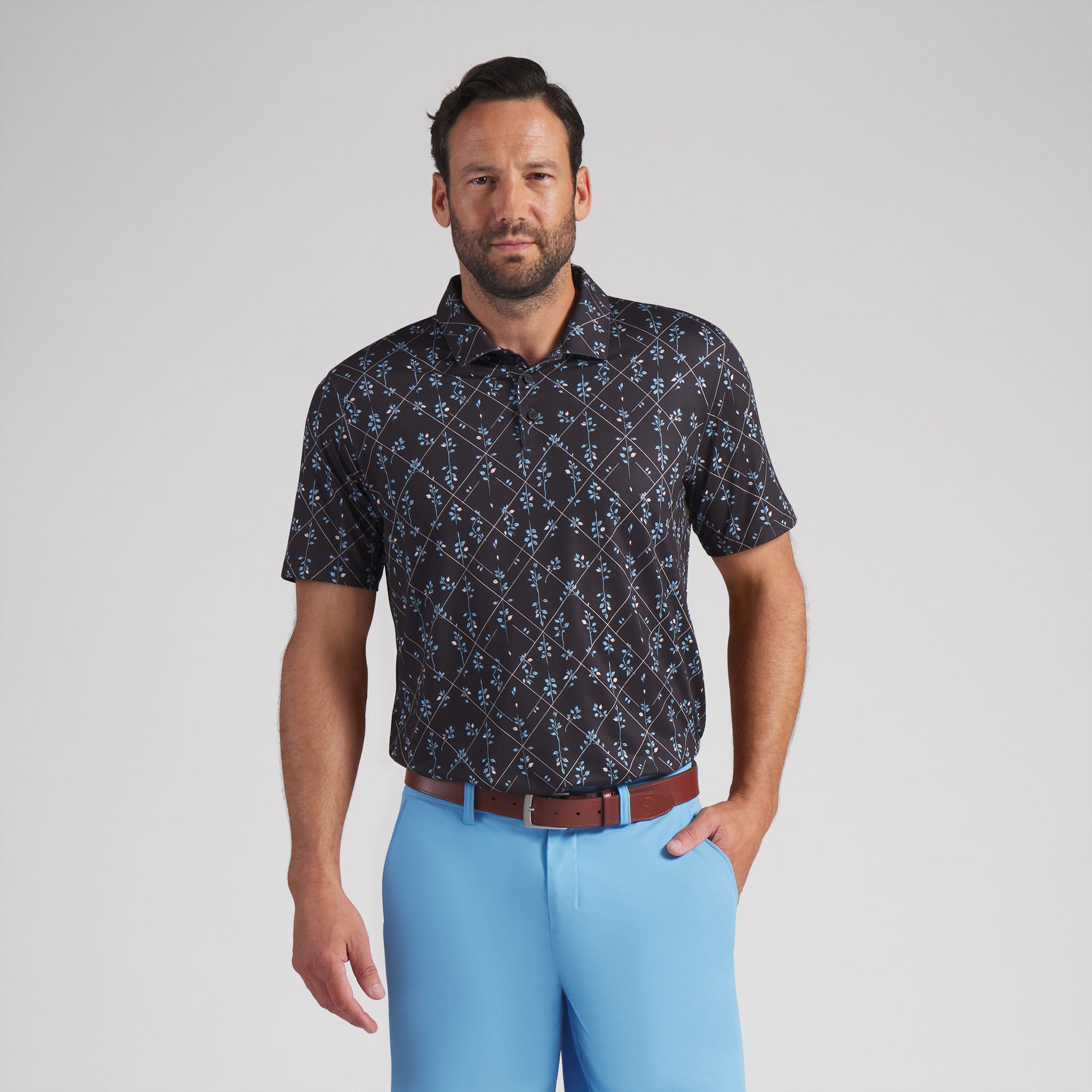 CLOUDSPUN Argyle Bloom BN Golf Polo – COBRA Golf